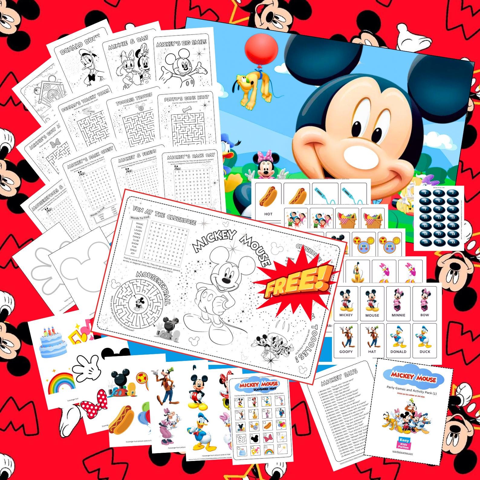 Mickey Mouse Clubhouse Party Activity Pack: Games, Coloring Pages (PDF ...