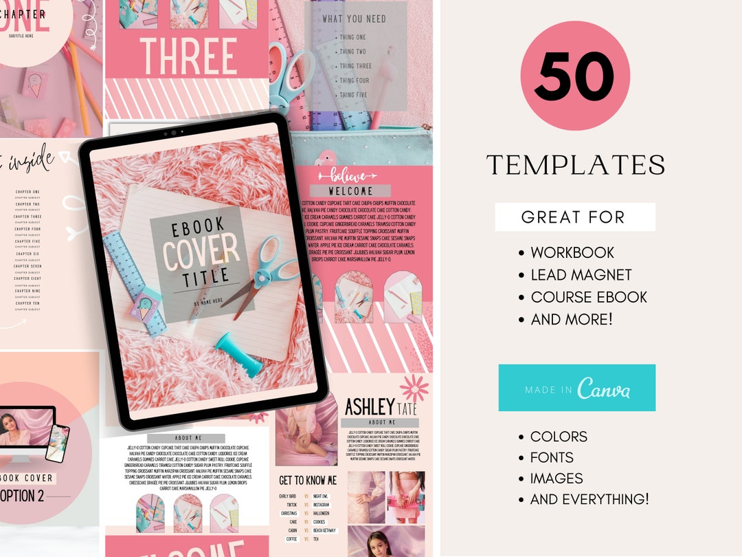 Pretty in Pink Ebook Template Canva, Ebook PDF, Ebook Marketing, Canva ...