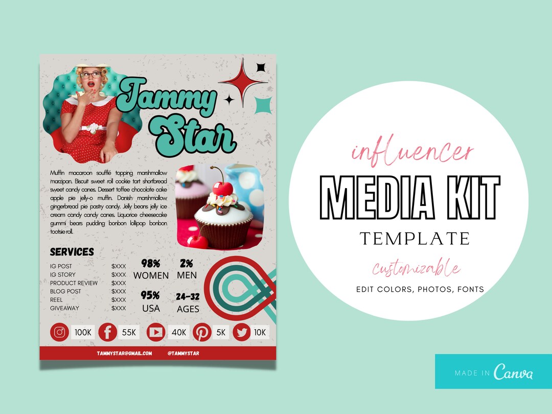 Influencer Media Kit Template: Customizable Canva Design - Etsy