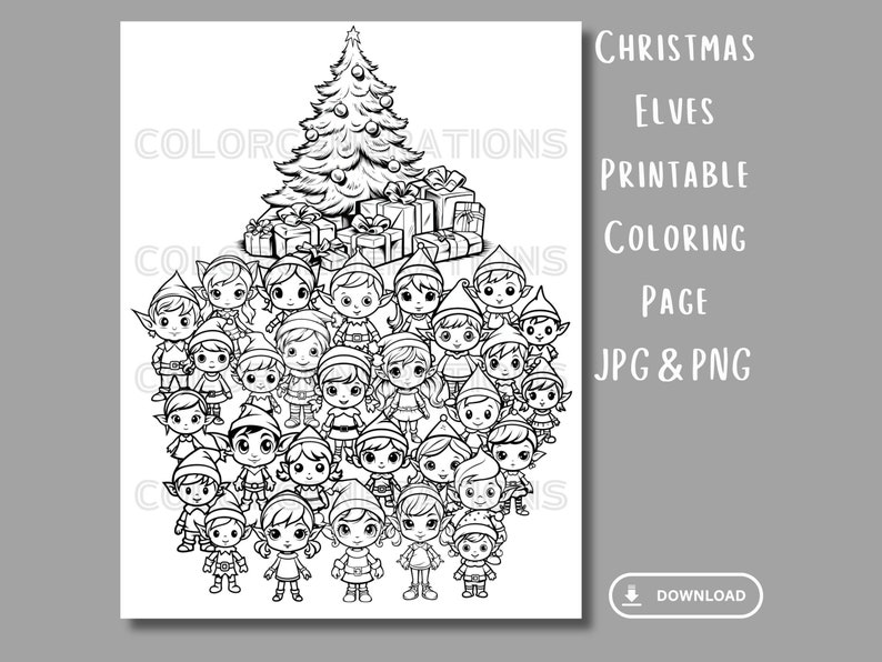 Christmas Elves Coloring Page | Coloring for Kids Children Toddler ...
