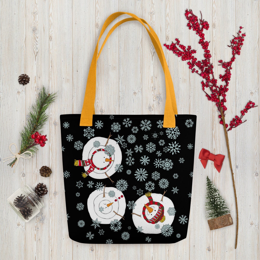 Let It Snow Tote Bag Christmas Tote Bag Snowflake Snowmen - Etsy