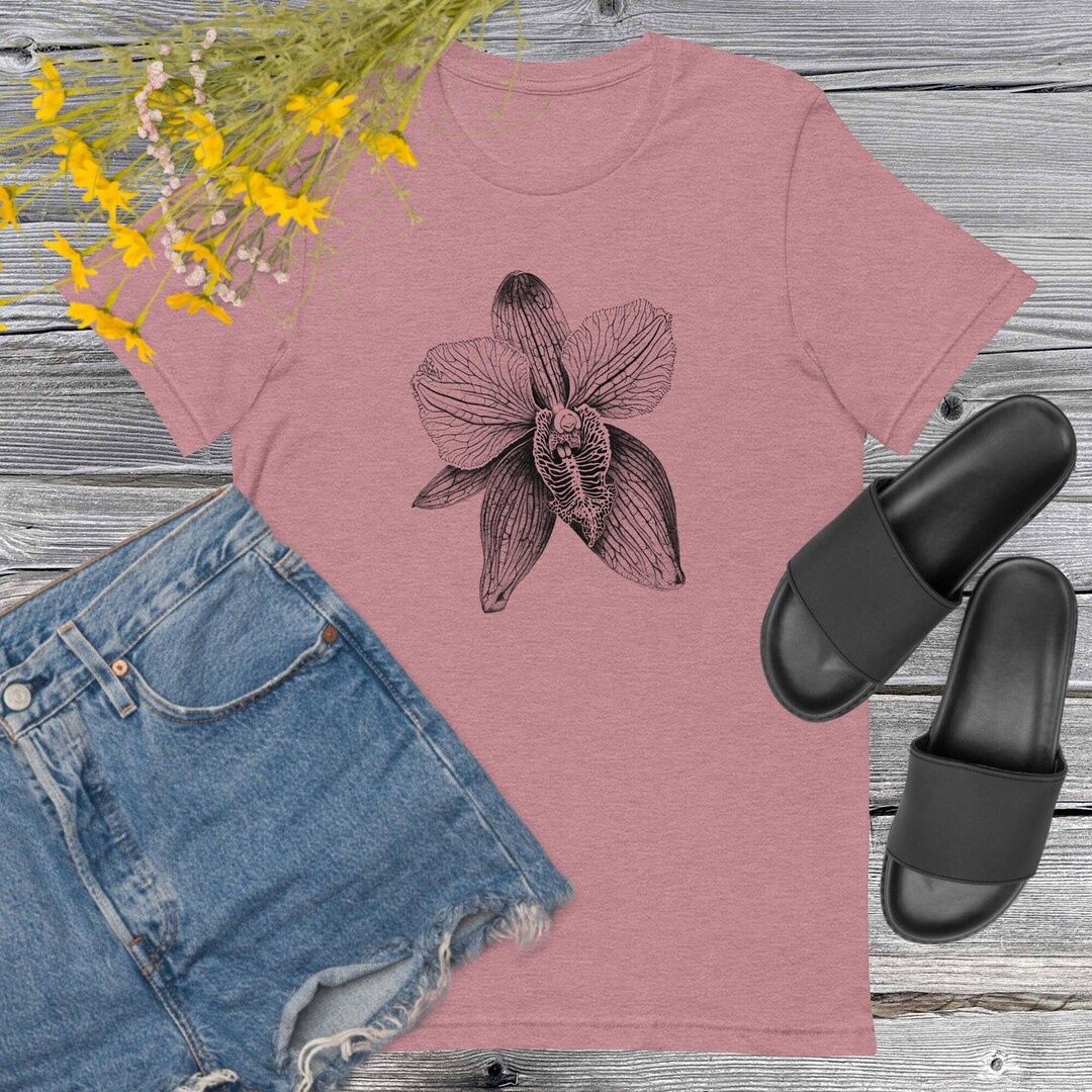 Chic Floral Design Orchid Shirt for Woman | Flower T-shirt for Spring ...
