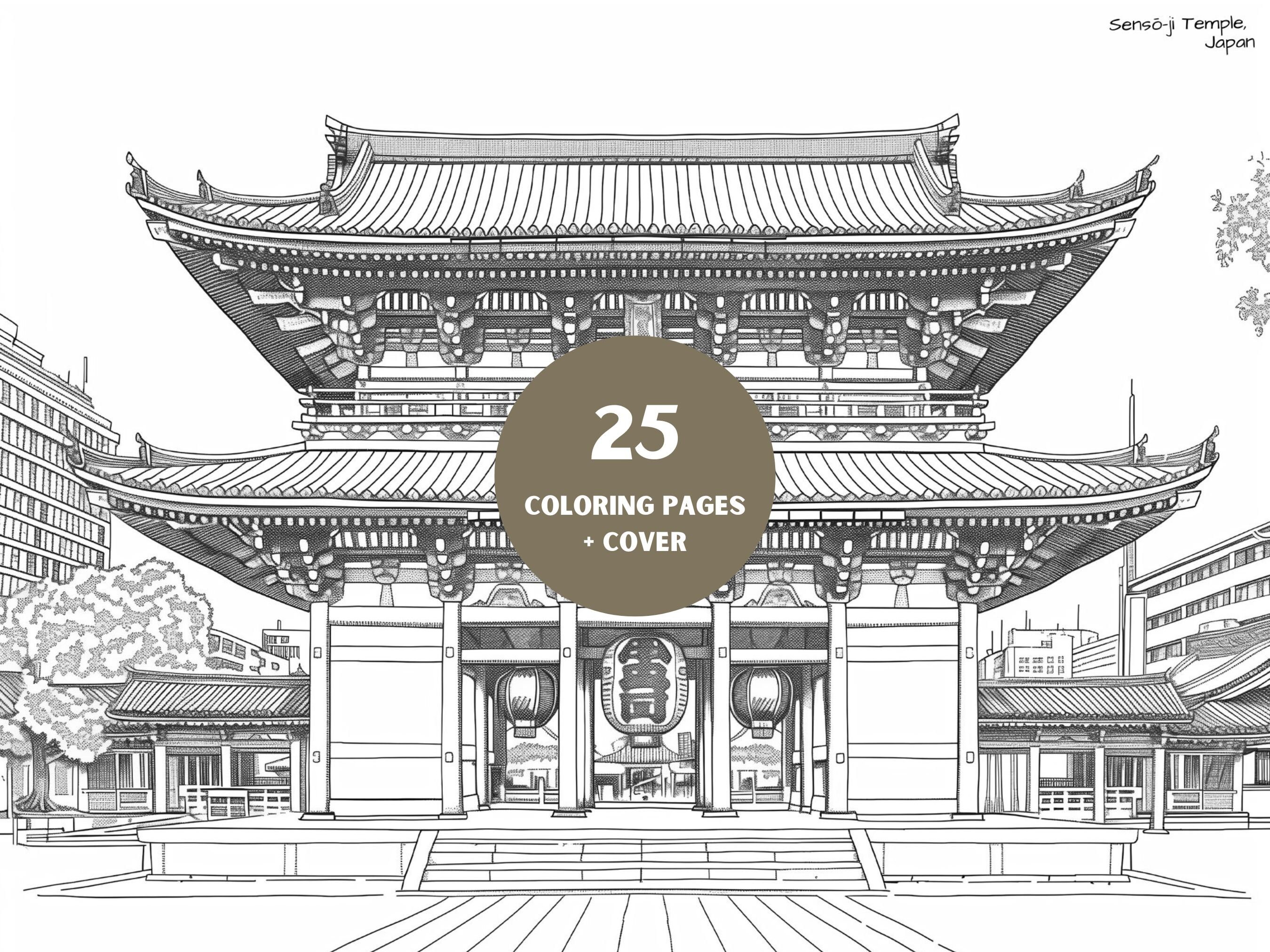 25 Page Bundle World Landmarks Coloring Book | Wonders of the World ...