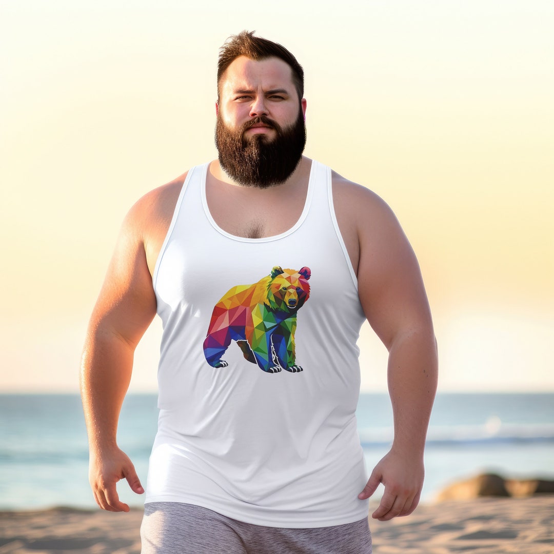 Gay Bear Tank Top | Rainbow Prism Bear | Bear Pride Outfit | Gay Pride Bear Tank Top | LQBTQ ...