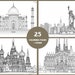 25 Page Bundle World Landmarks Coloring Book | Wonders of the World ...