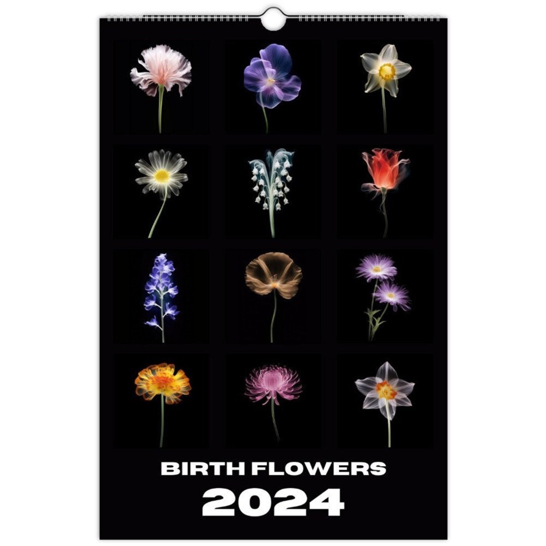 Floral Wall Calendar 2024 Large Birth Month Flowers Calendar Botanical ...