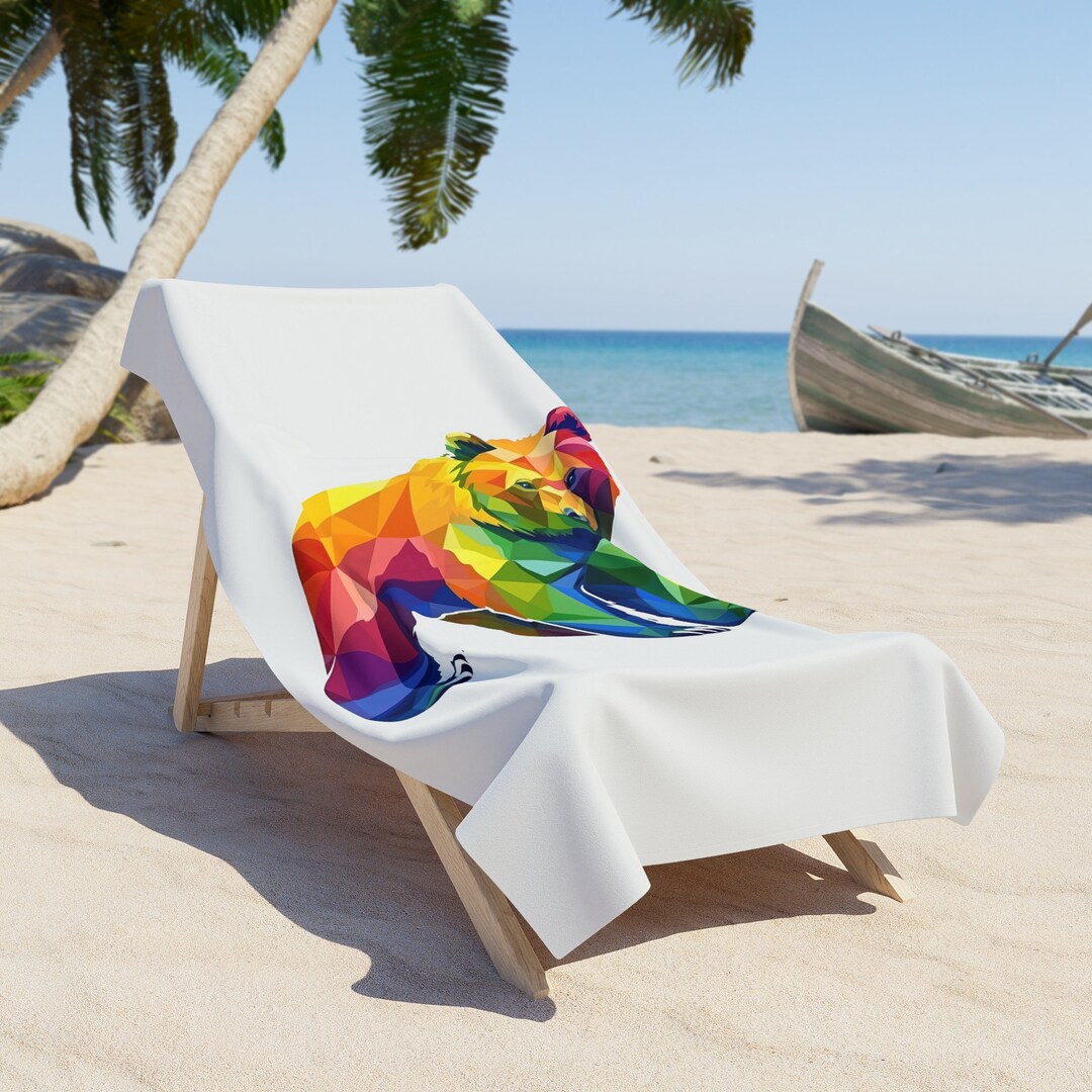 Gay Bear Beach Towel | Rainbow Prism Bear Sand Blanket | Bear Pride Gay ...
