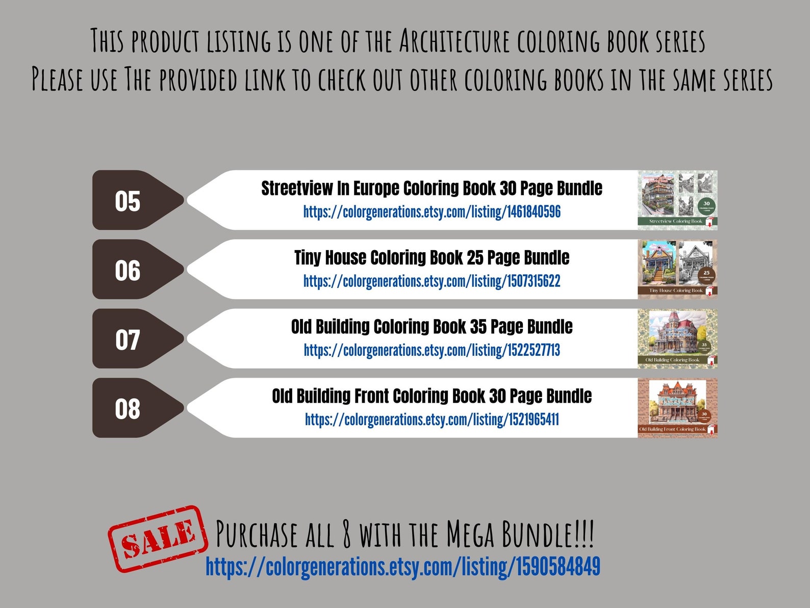 25 Page Bundle of Storefront Adult Coloring Book Building Coloring ...