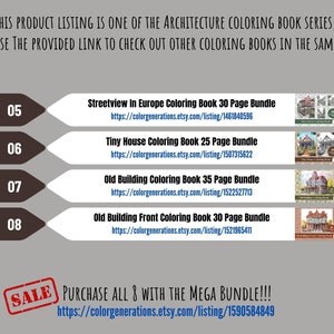 25 Page Bundle of Storefront Adult Coloring Book Building Coloring ...