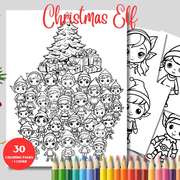 Elf Printable Coloring Page - Etsy