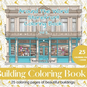 25 Page Bundle of Storefront Adult Coloring Book Building Coloring ...