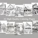 25 Page Bundle Tiny House Adult Coloring Book Cozy Home Ideas Coloring ...