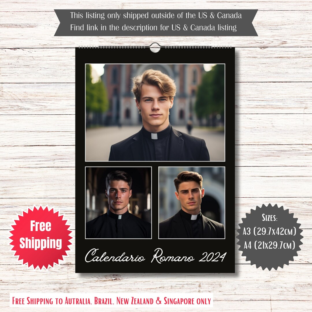 Calendario Romano Wall Calendar 2024 V2 Hot Priest Calendar Hot Men ...