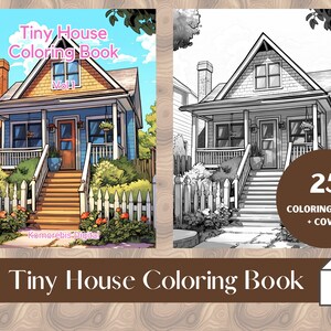 25 Page Bundle Tiny House Adult Coloring Book Cozy Home Ideas Coloring ...