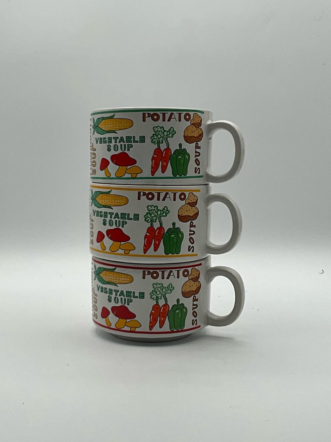 Vintage 1970'S Sap Mug Set of Three Vegetable I Chicken/ Potato Soup ...