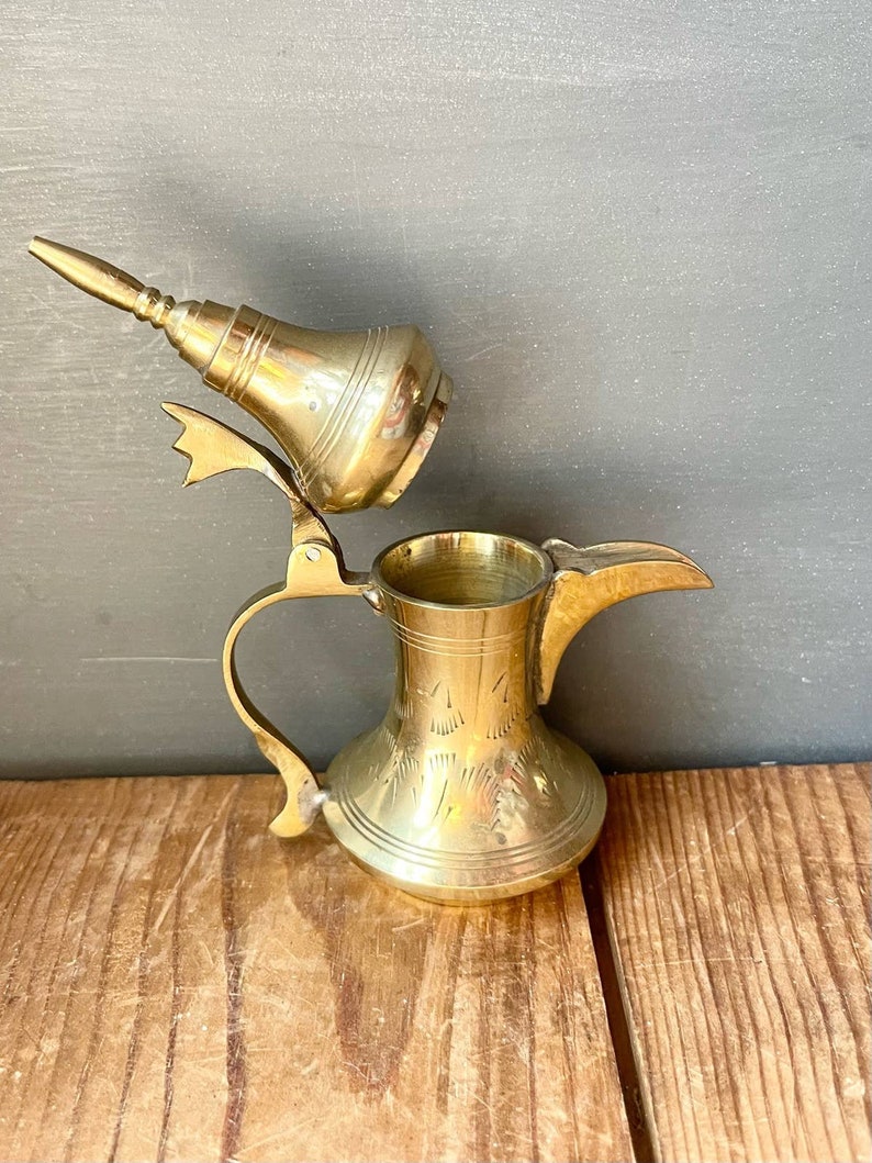 Turkish Dallah, Etched Brass Pitcher, Arabic Coffee Pot With Lid ...