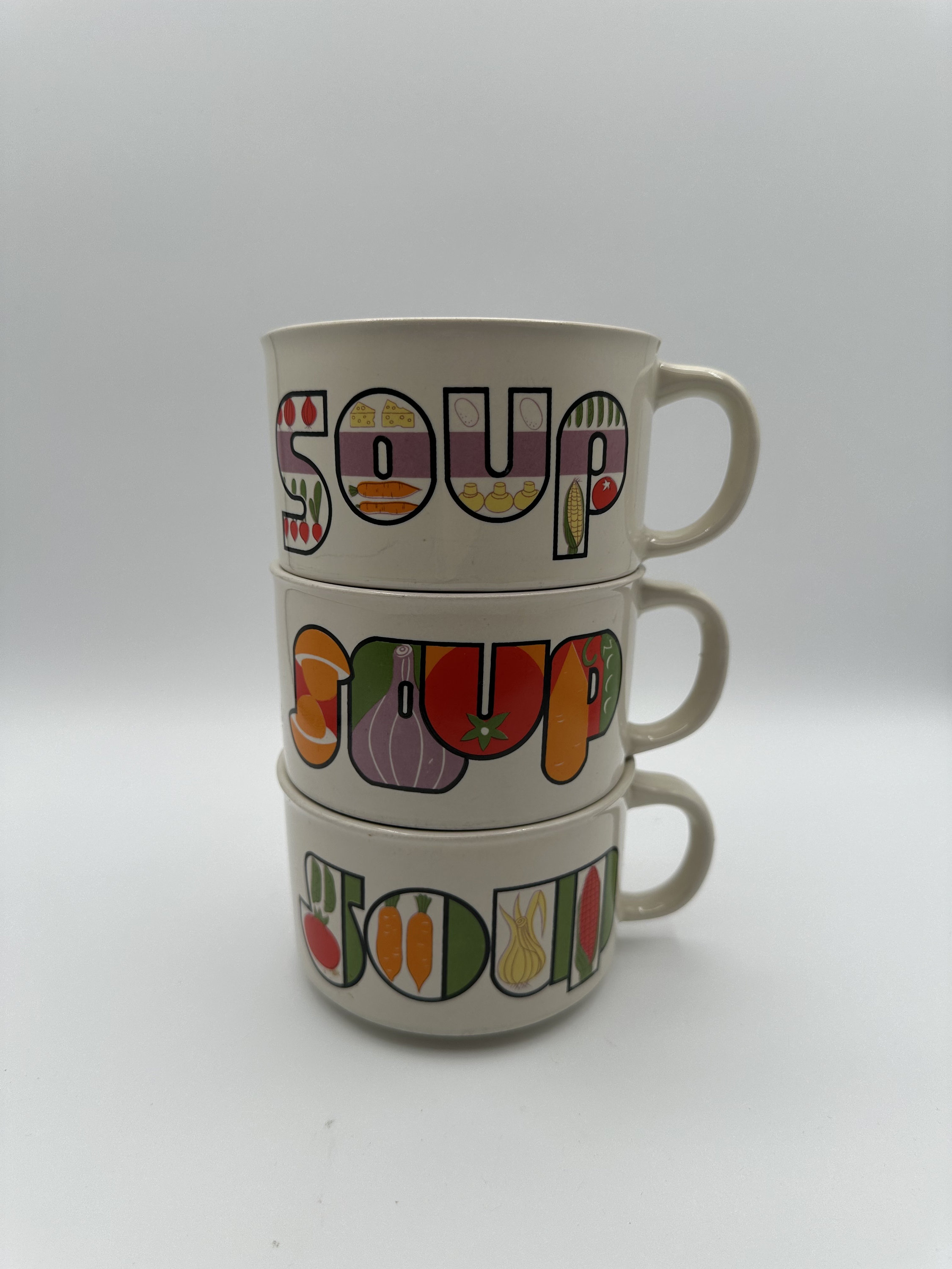 Vintage Soup Mugs Retro Colors 3 Available - Etsy