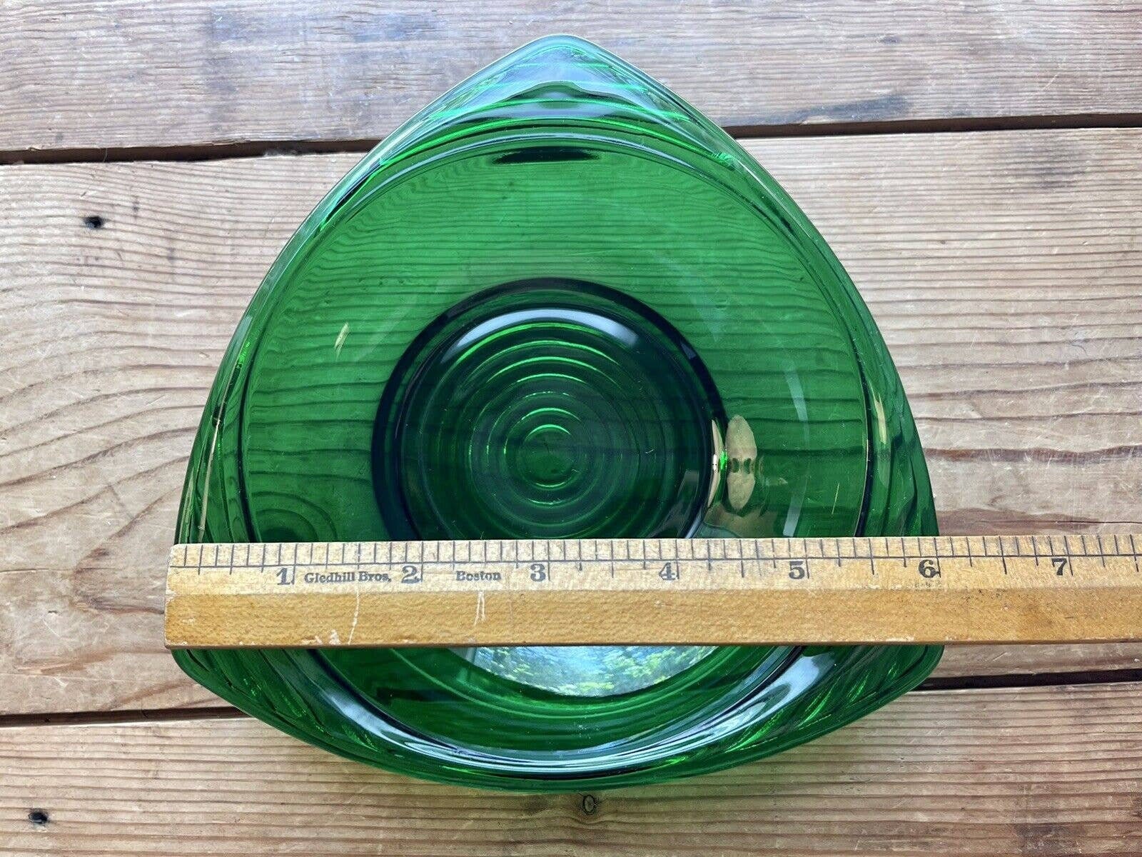 Anchor Hocking Forest Green Triangle Atomic Glass Snack Bowl 6.25" MCM ...