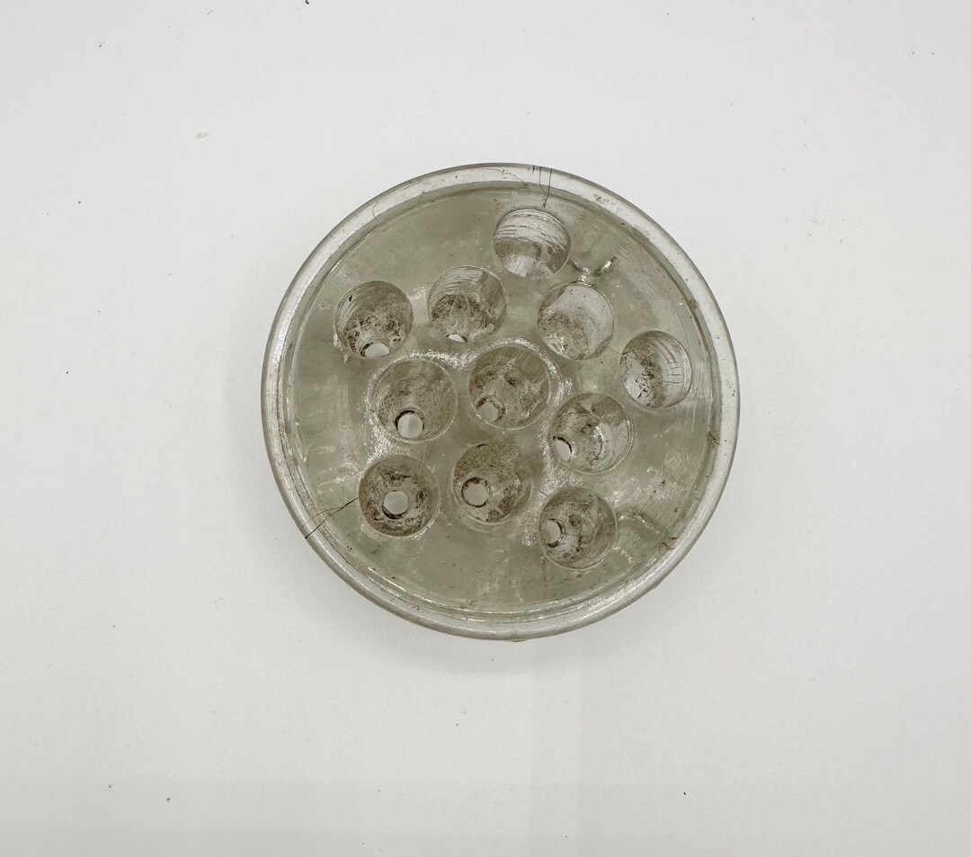 Vintage Clear Flower Frog 11 Holes 3