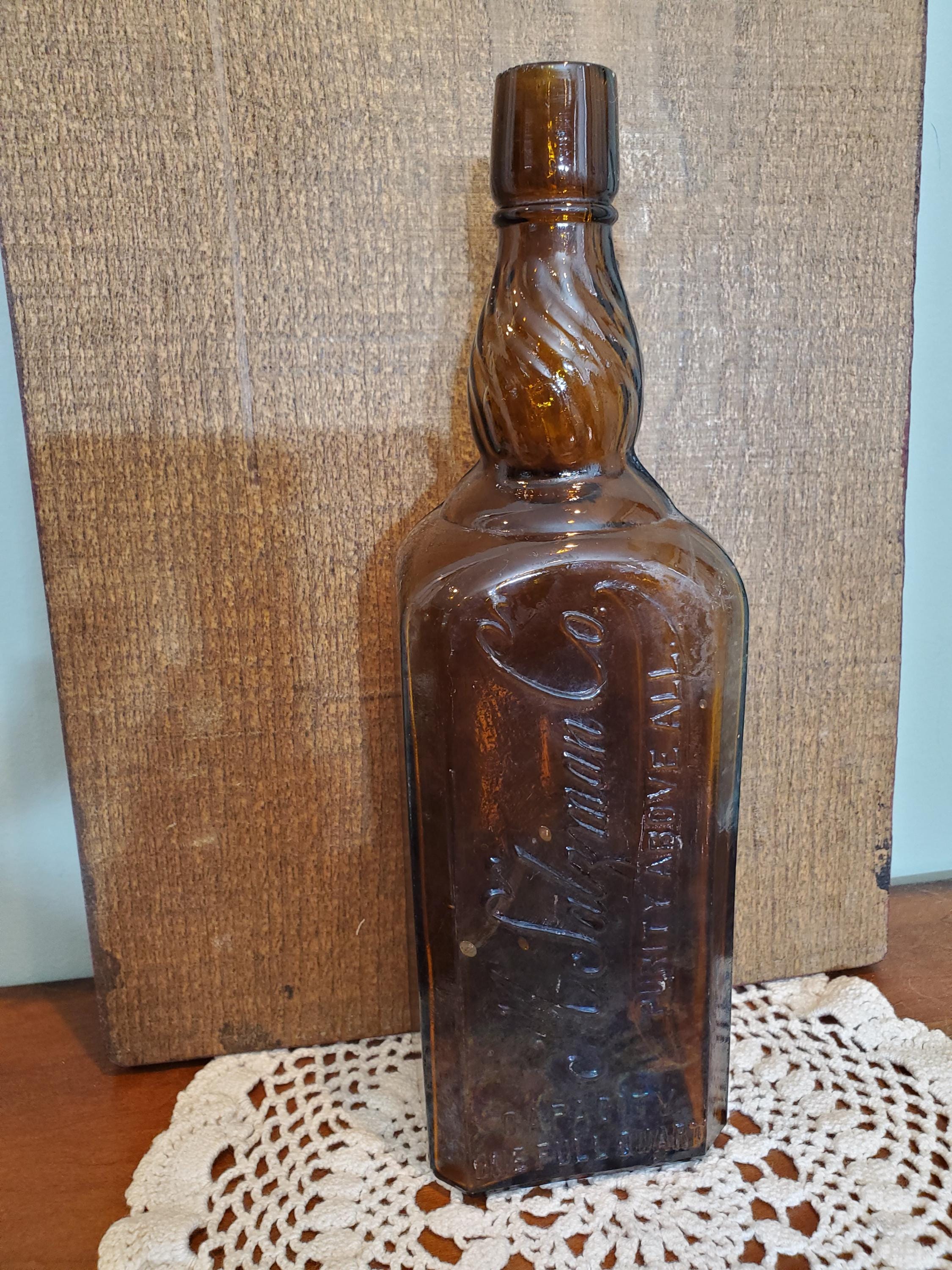 Antique M Salzman Co Amber Glass Liquor Bottle Purity Above All Whiskey ...