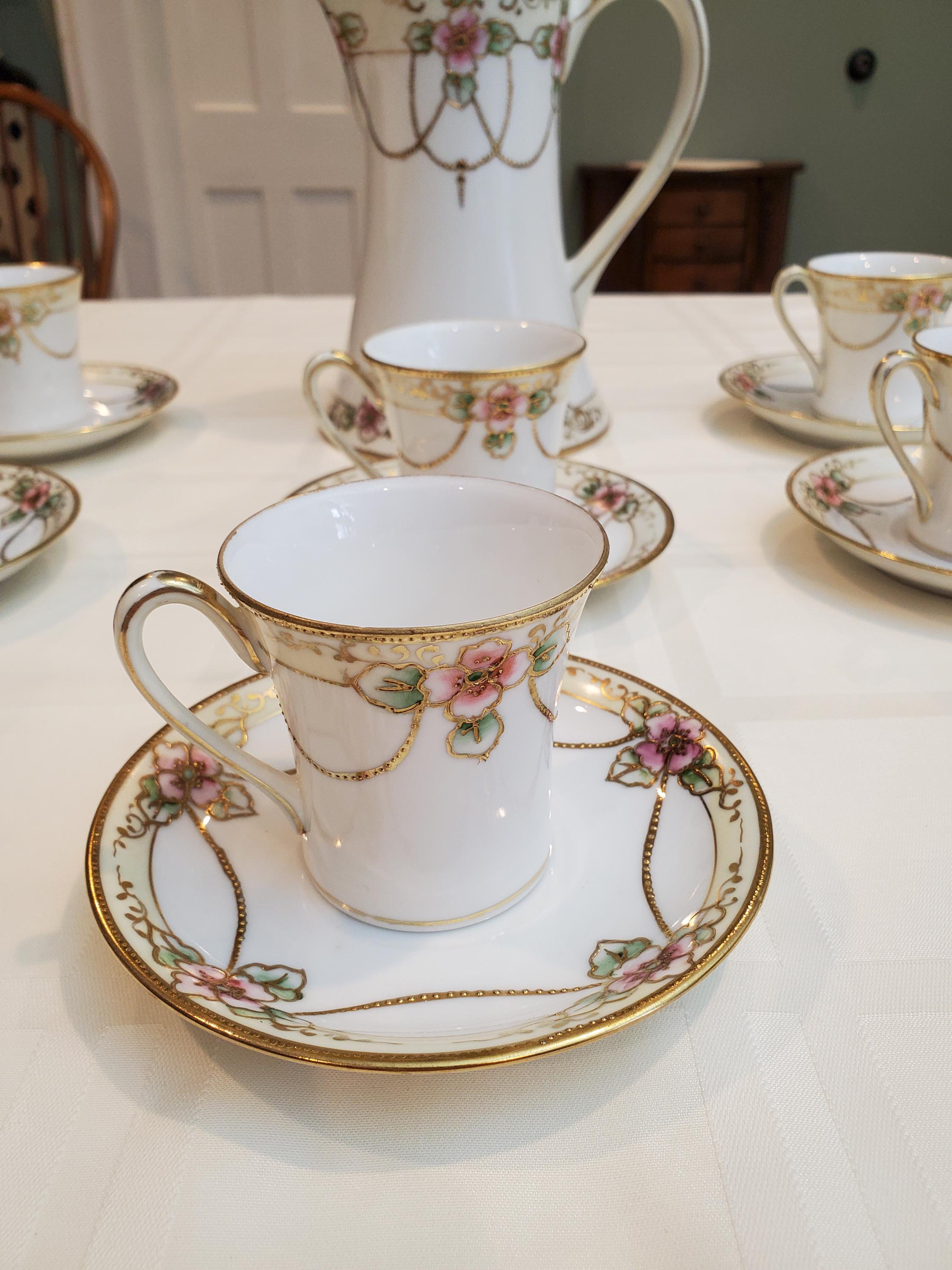Handpainted Nippon Porcelain Floral Embossed Fine China Tea Pot and Lid ...