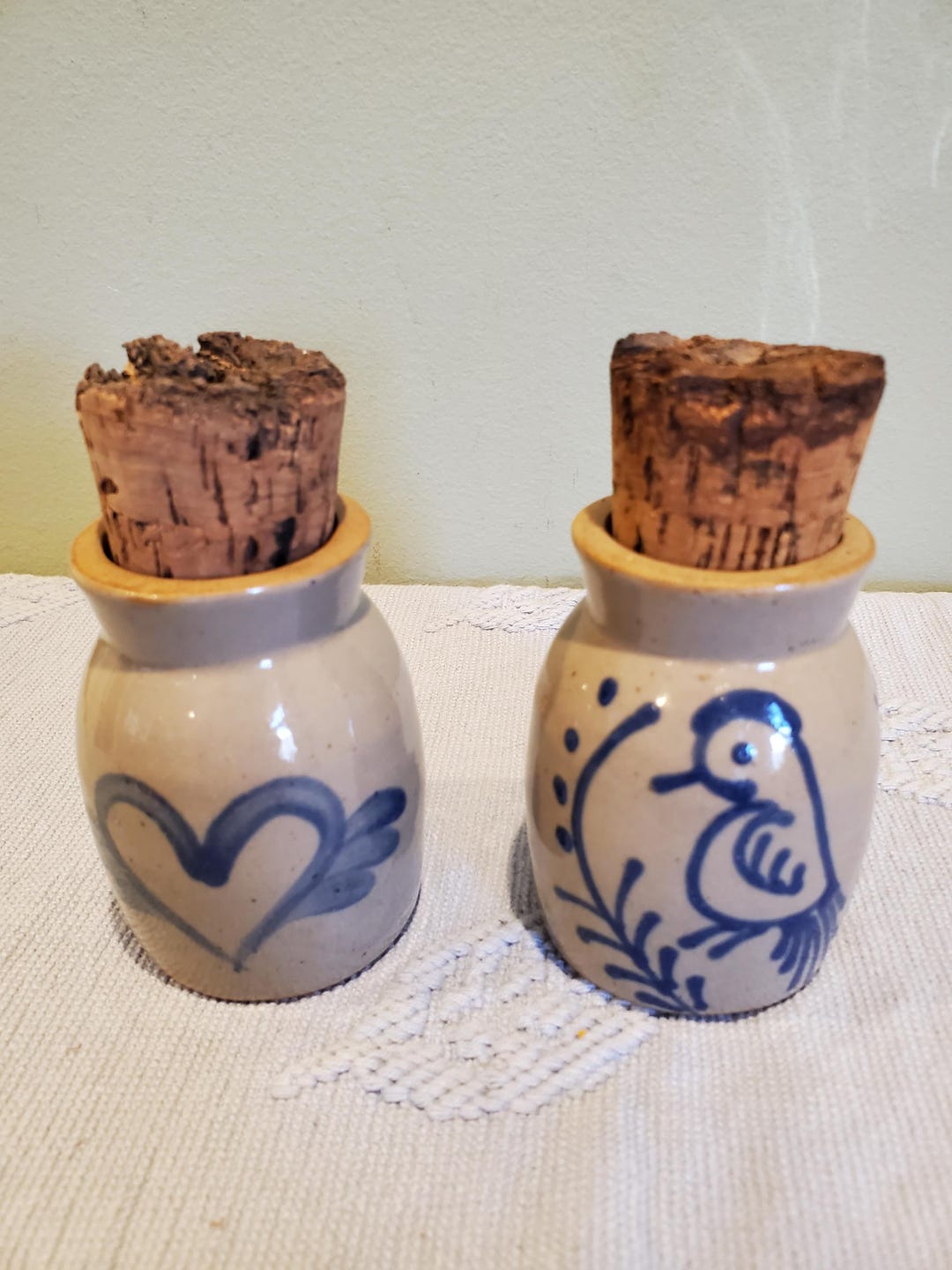 Beaumont Bros Pottery 3 Storage Jars Quanity 2, 1 With Bird Design 1 ...