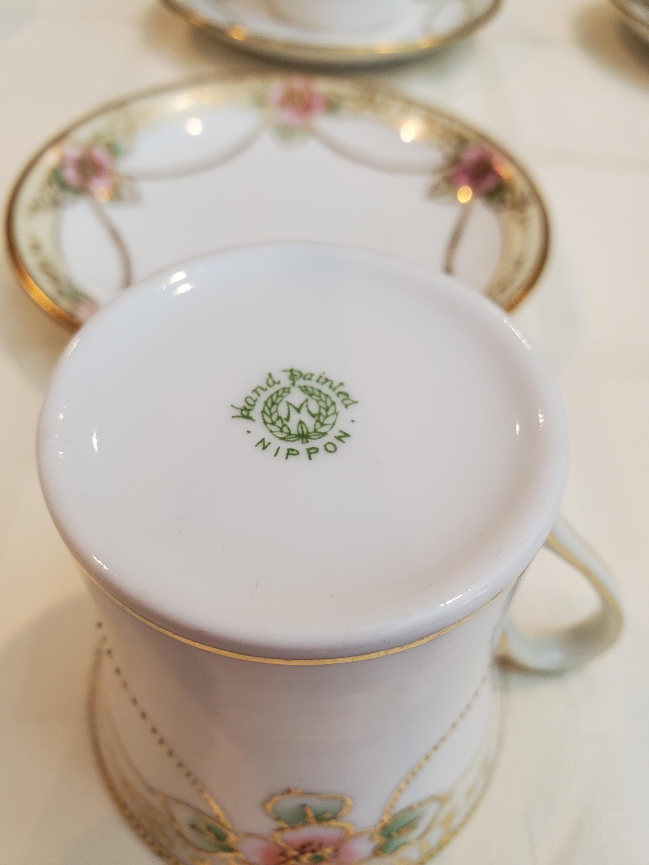 Handpainted Nippon Porcelain Floral Embossed Fine China Tea Pot and Lid ...