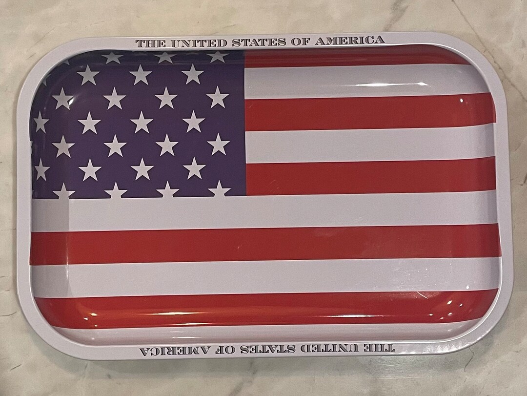 Large Premium Metal American Flag Rolling Tray With Rounded Edges and ...