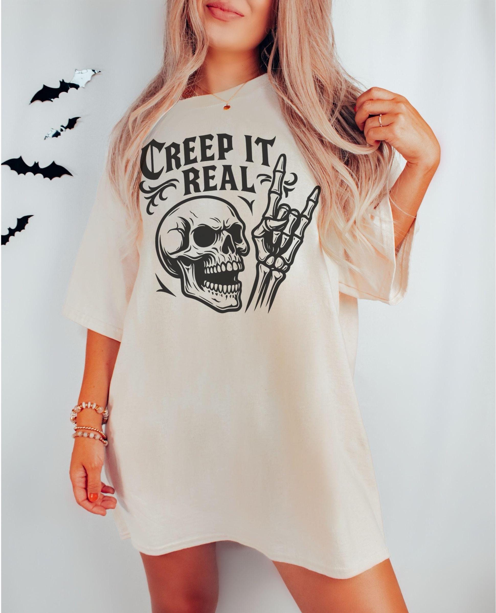 Creep It Real Skull PNG Bundle: Gothic Halloween Rock Hand Clipart ...