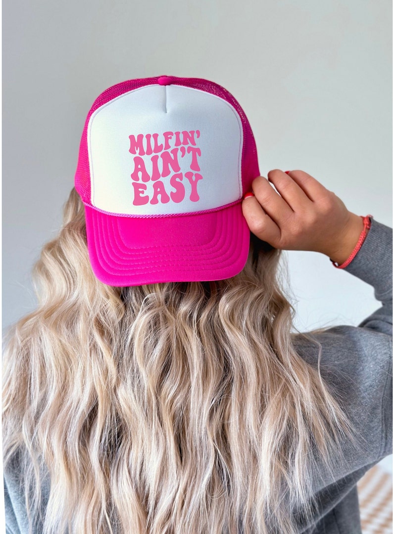 Milfin' Ain't Easy Trucker Hat, Otto Trendy Trucker Hat, Funny Trucker Hat, Sarcastic and Funny ...
