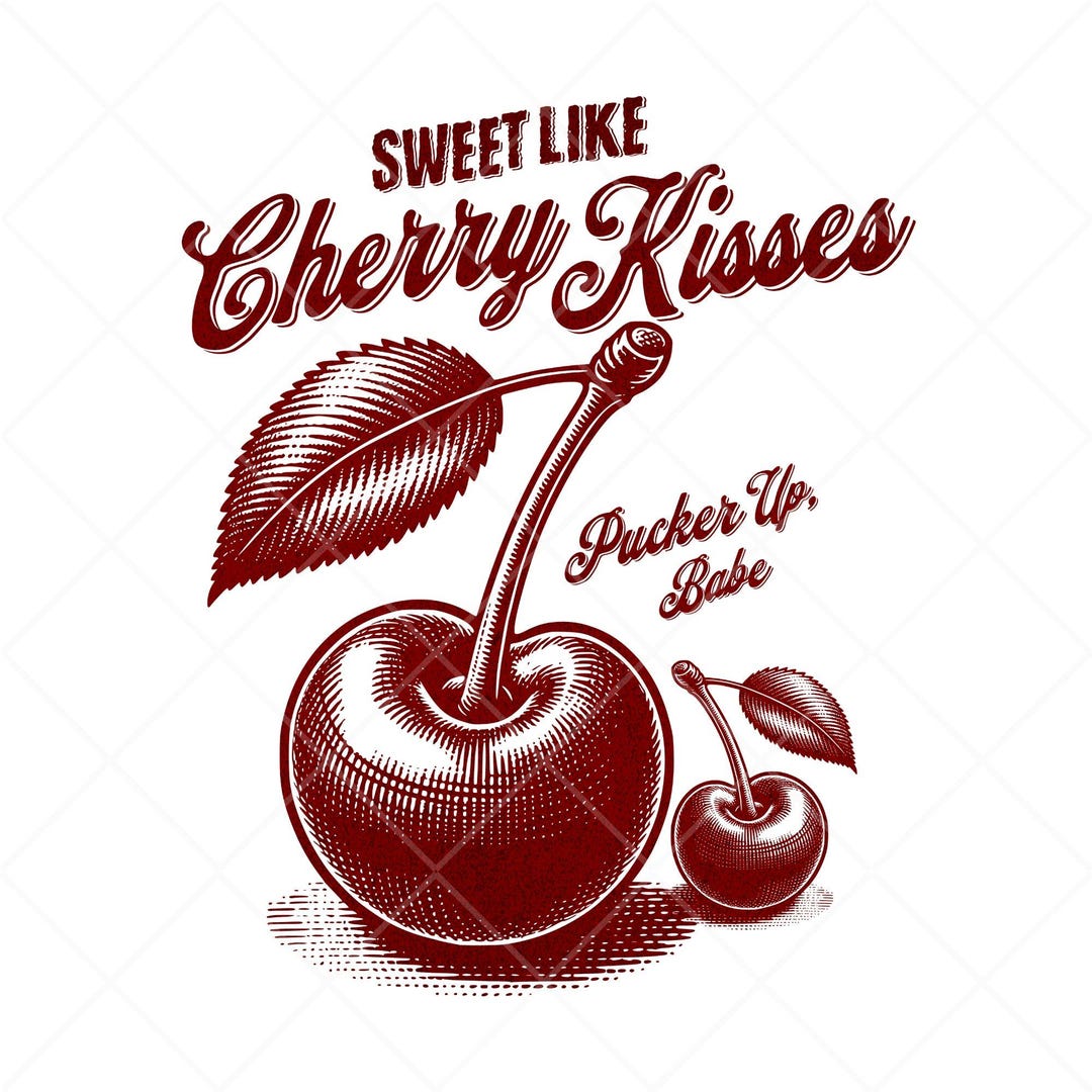 Cherry Kisses PNG, Retro Cherry Clipart, Soft Girl Aesthetic, Pop Art ...