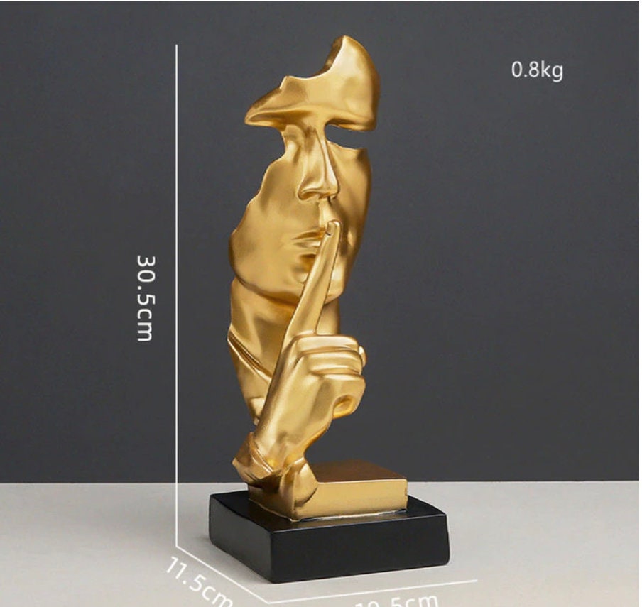 Luxury Home Decor Decorative Statue Silence is Gold Statue - Etsy