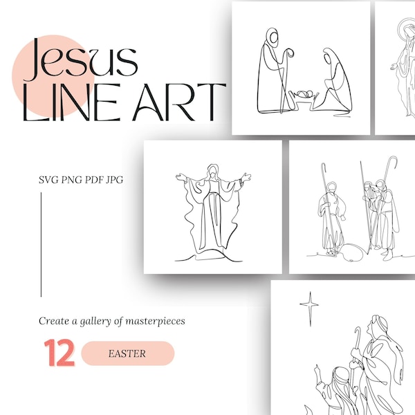 Jesus Line Art - Etsy