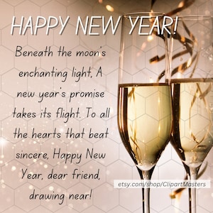 Happy New Years Poem Message Digital Card Design - Etsy