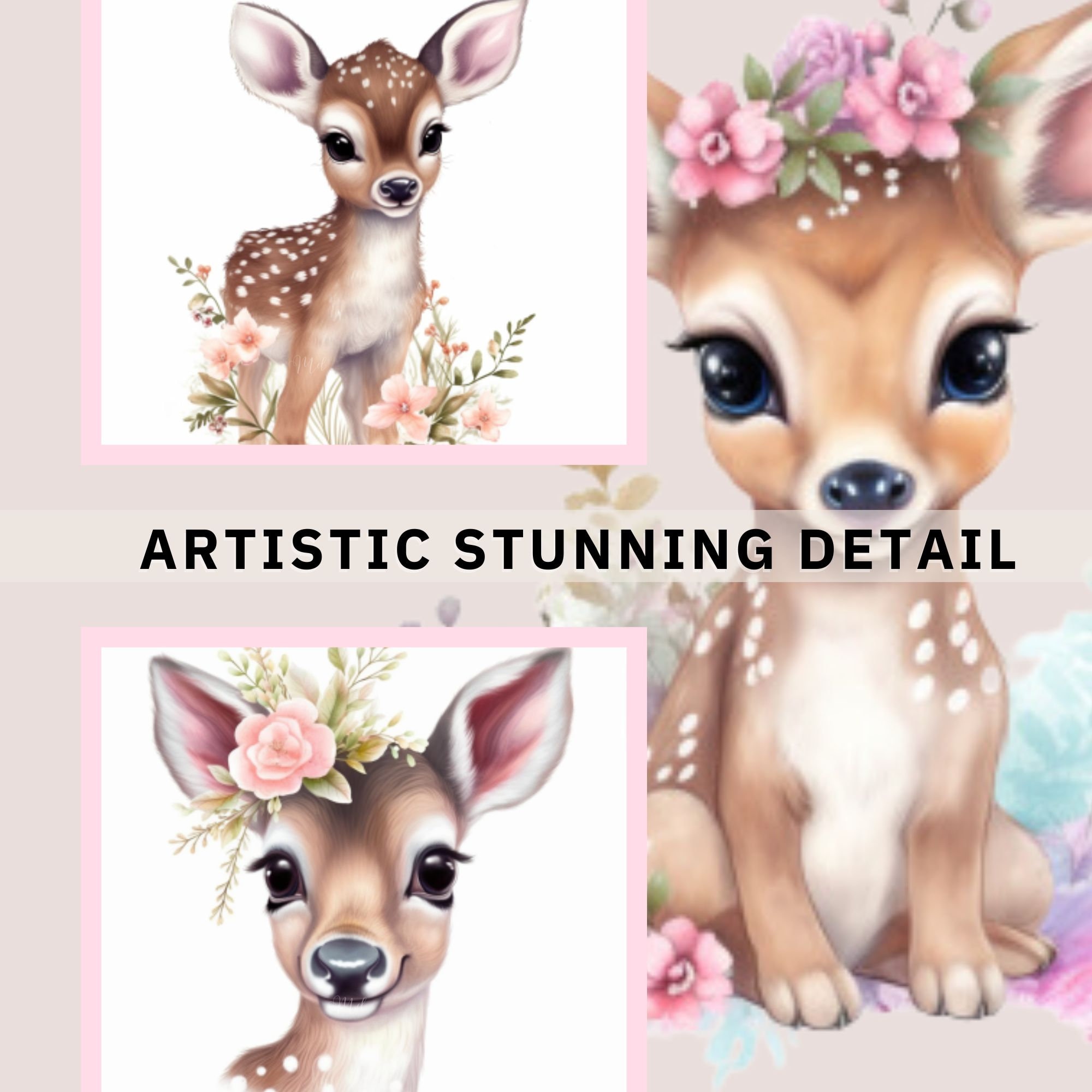 Cute Fawn Deer Printable Cartoon Clipart Bundle Instant - Etsy