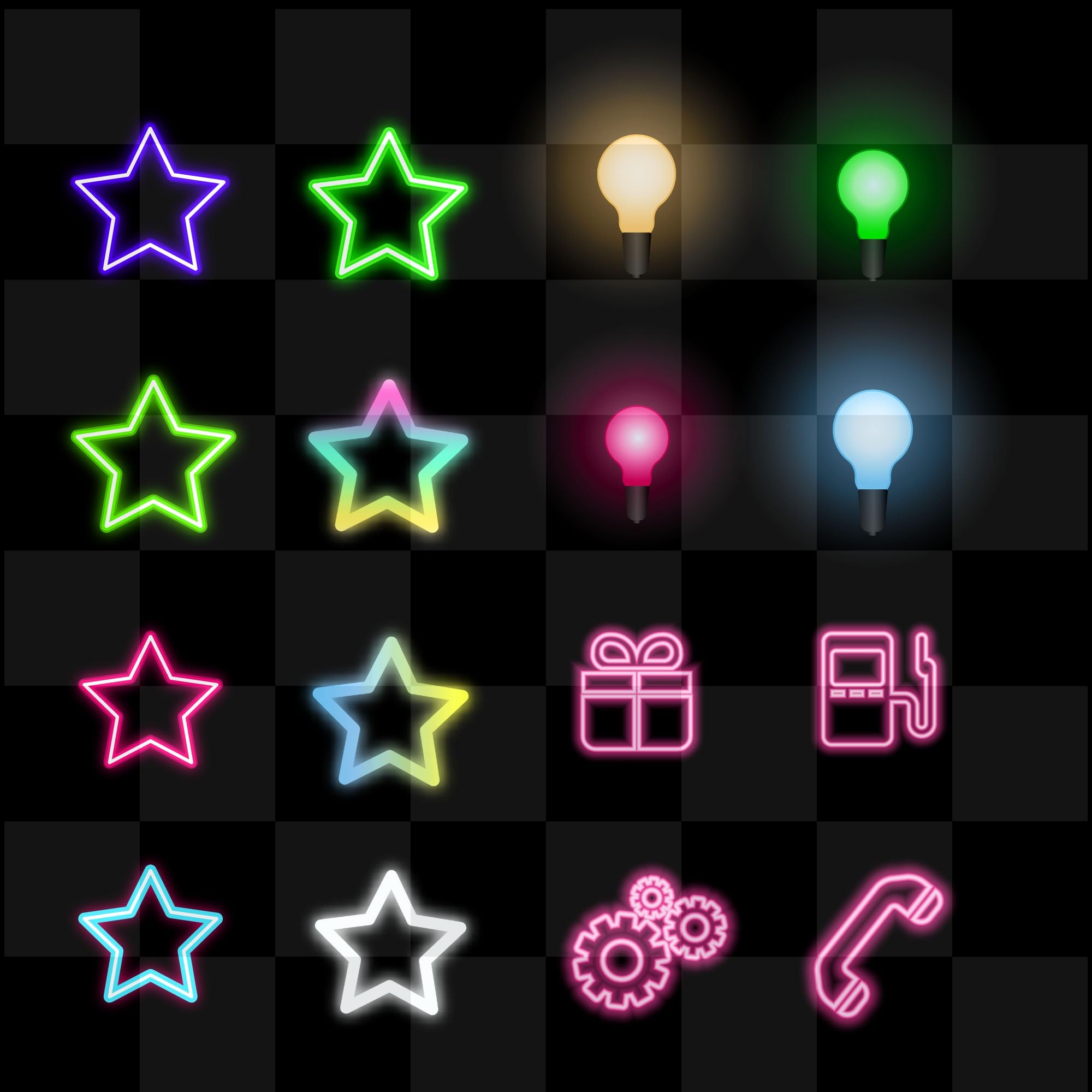 120+ Neon Clipart Designs Glowing Printable Images Instant Digital ...