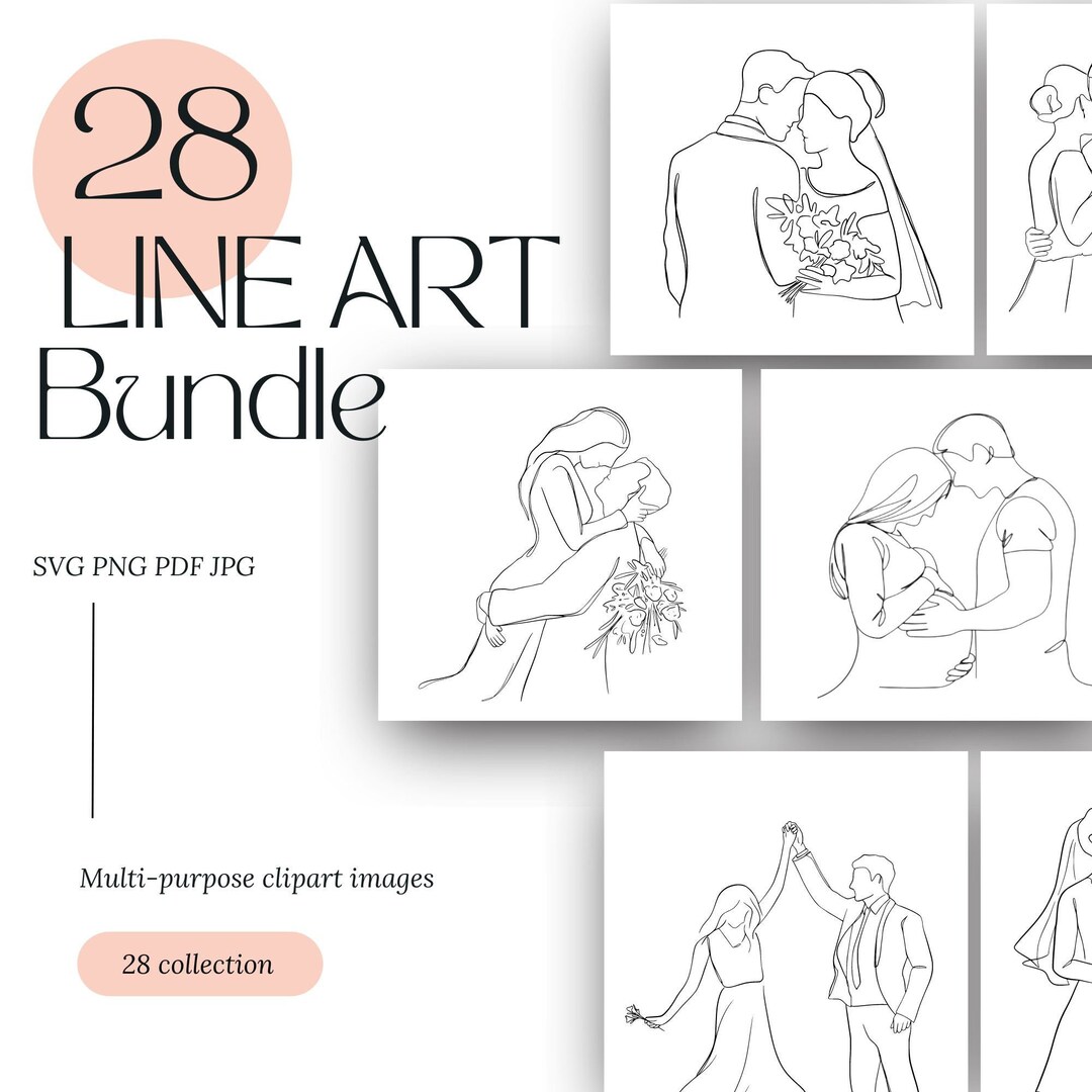 Line Art Bundle for Wedding Couple and Pregnancy Printable Instant ...