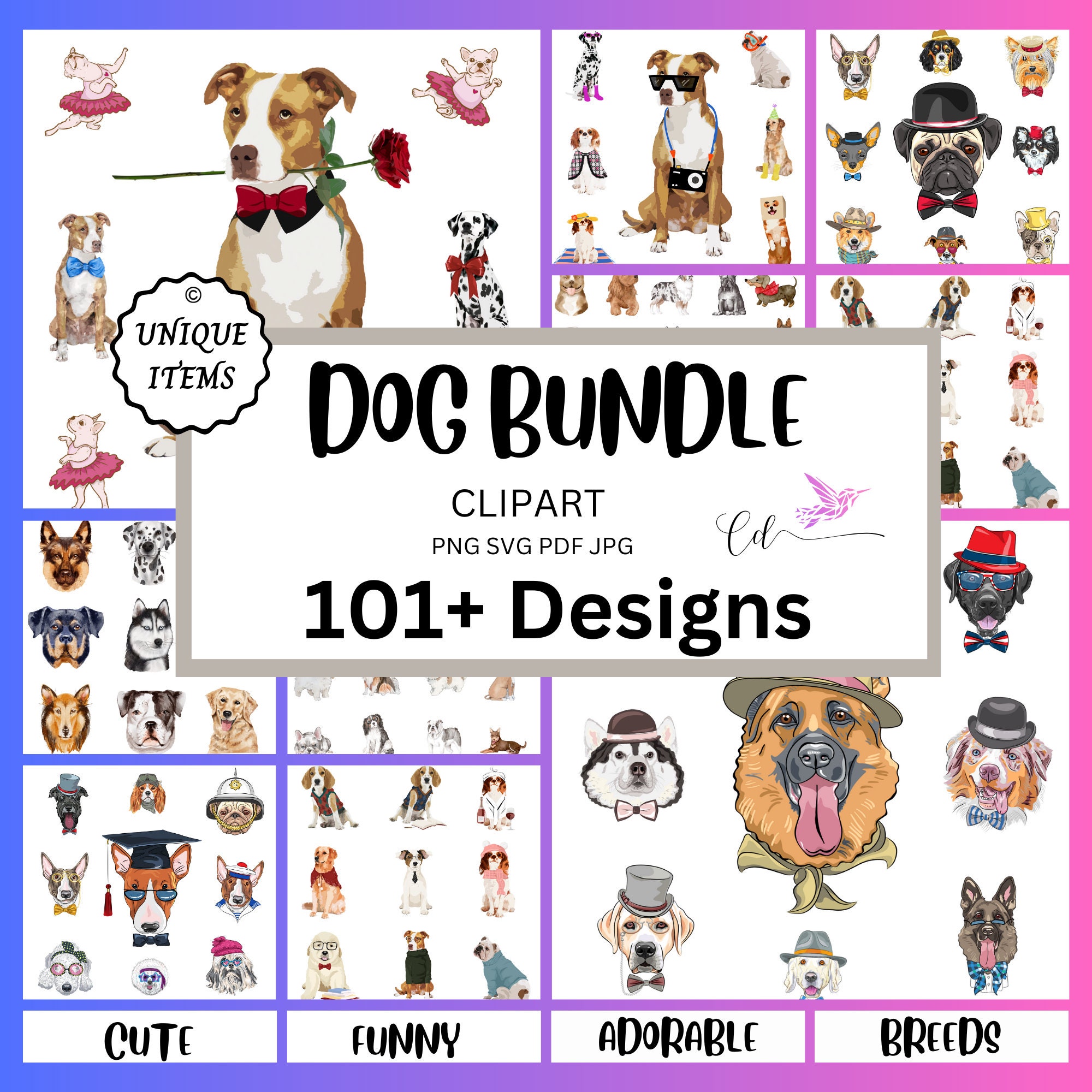 Dog Clipart Bundle Printable Pets Instant Digital Download for - Etsy