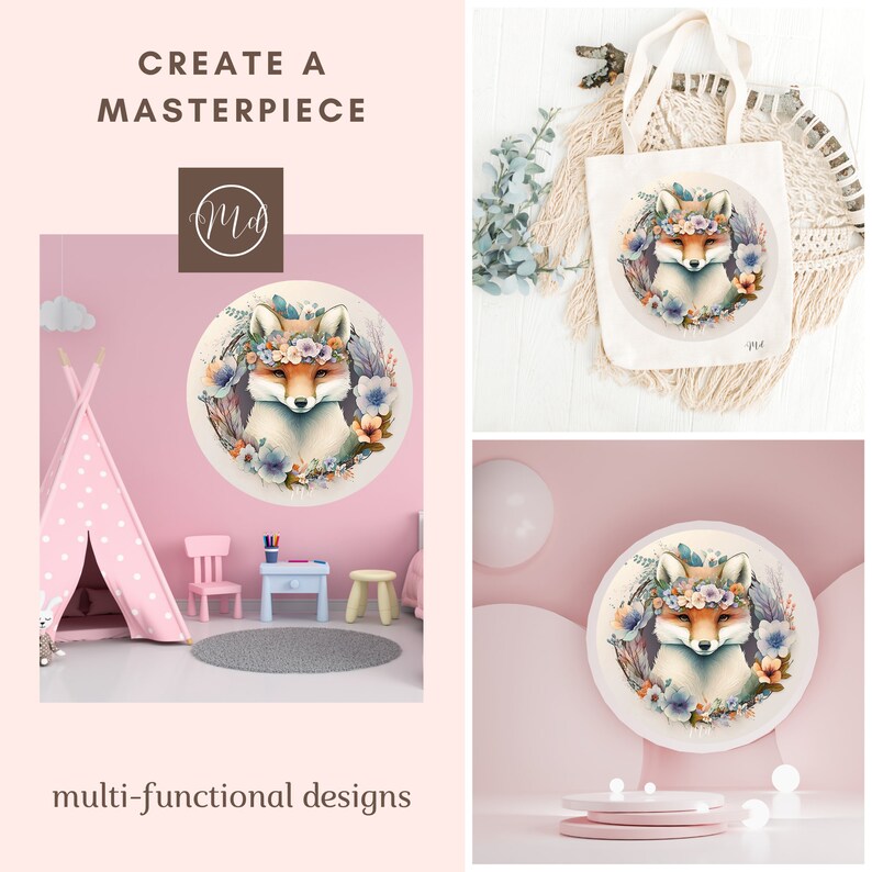 Floral Fox Clipart Bundle Printable Images Instant Digital - Etsy