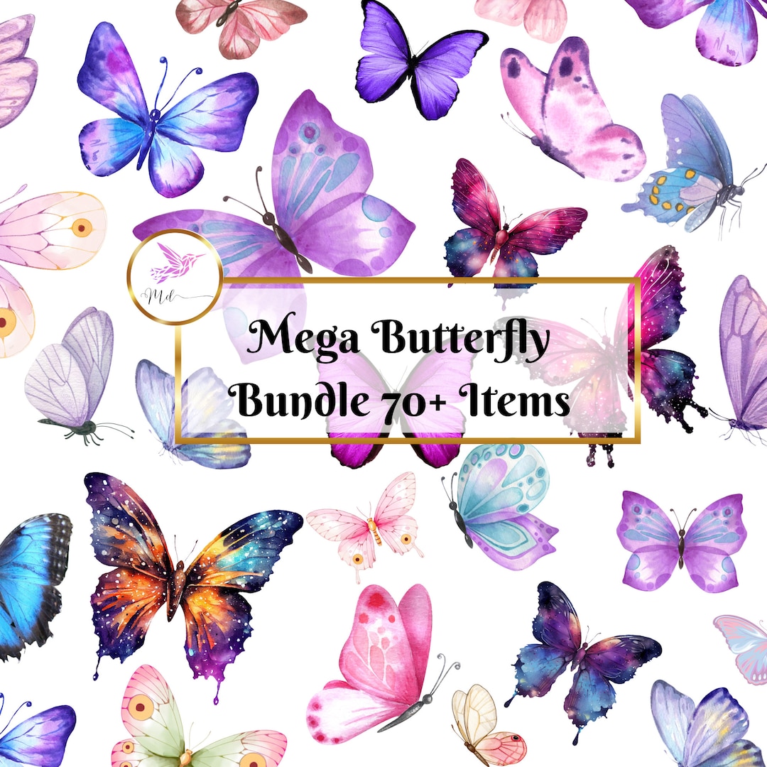 Spring Butterflies Digital Clipart Bundle With 70 Printable Images for ...