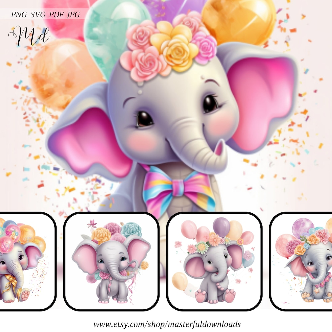 Clip Art Baby Elephants Bundle Printable Clipart Digital Images Instant ...