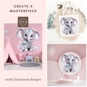 Cute Baby Elephant Printable Clipart Bundle Instant Download Digital ...
