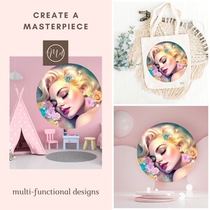 5 Artistic Woman Movie Stars Printable Clipart Designs Instant Digital ...