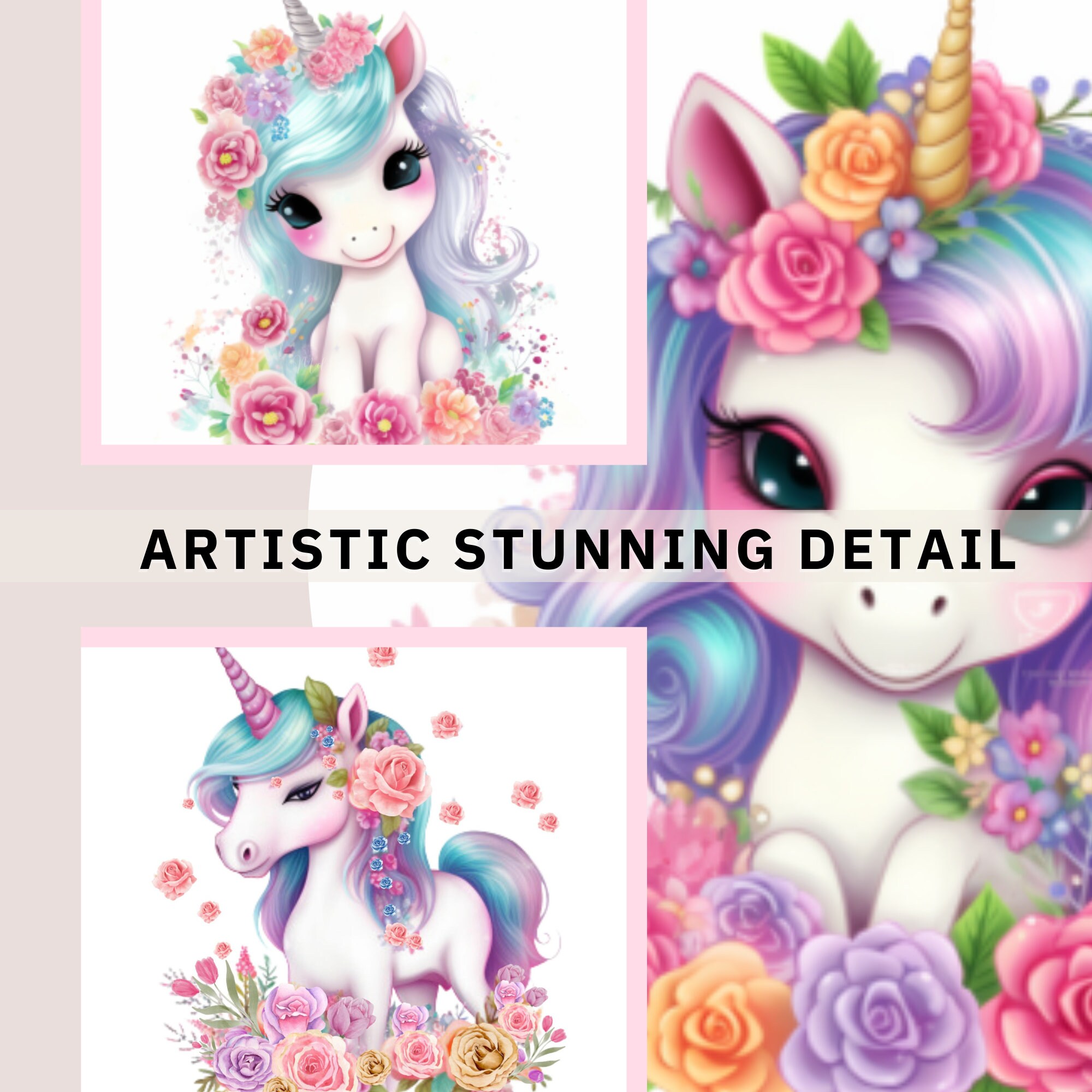Rare Dreamy Baby Unicorns Digital Clipart Images Printable Instant ...