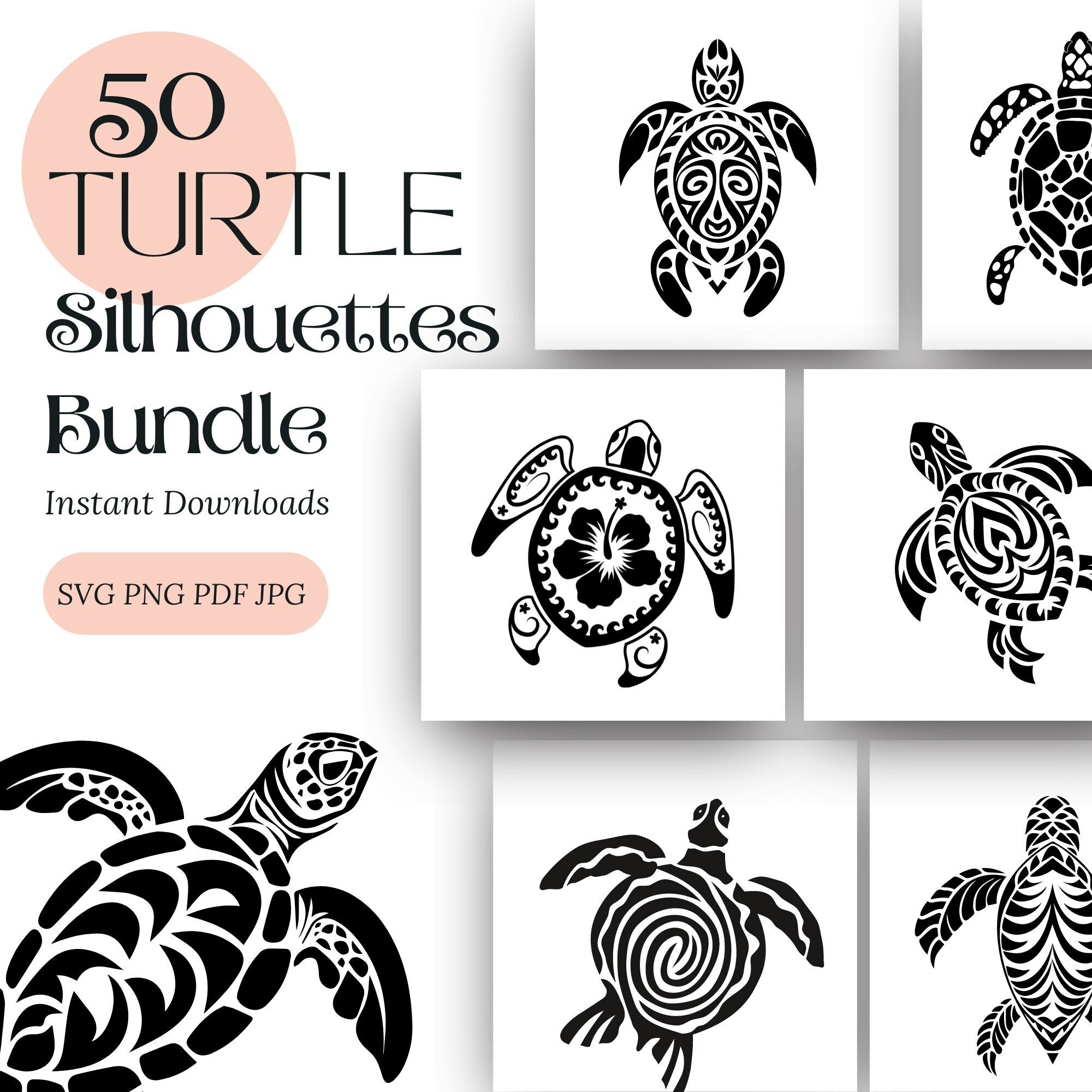 Simplistic Ocean Turtle Silhouettes Digital Clipart Designs Bundle - Etsy