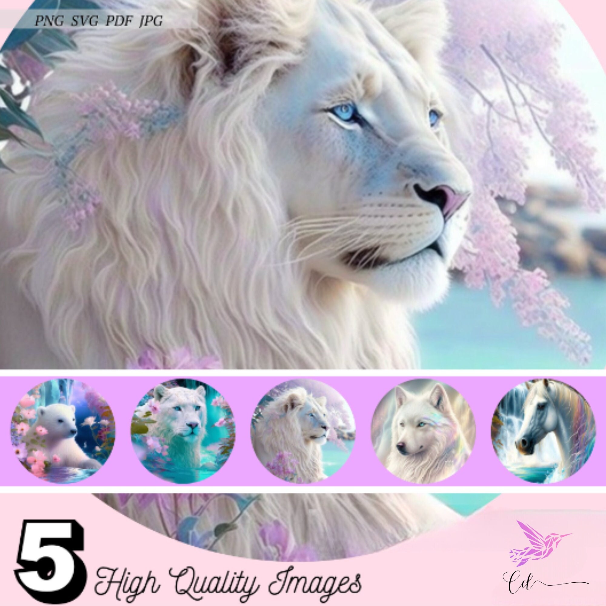 Wild Animals Digital Art Designs Bundle Instant Download Images - Etsy