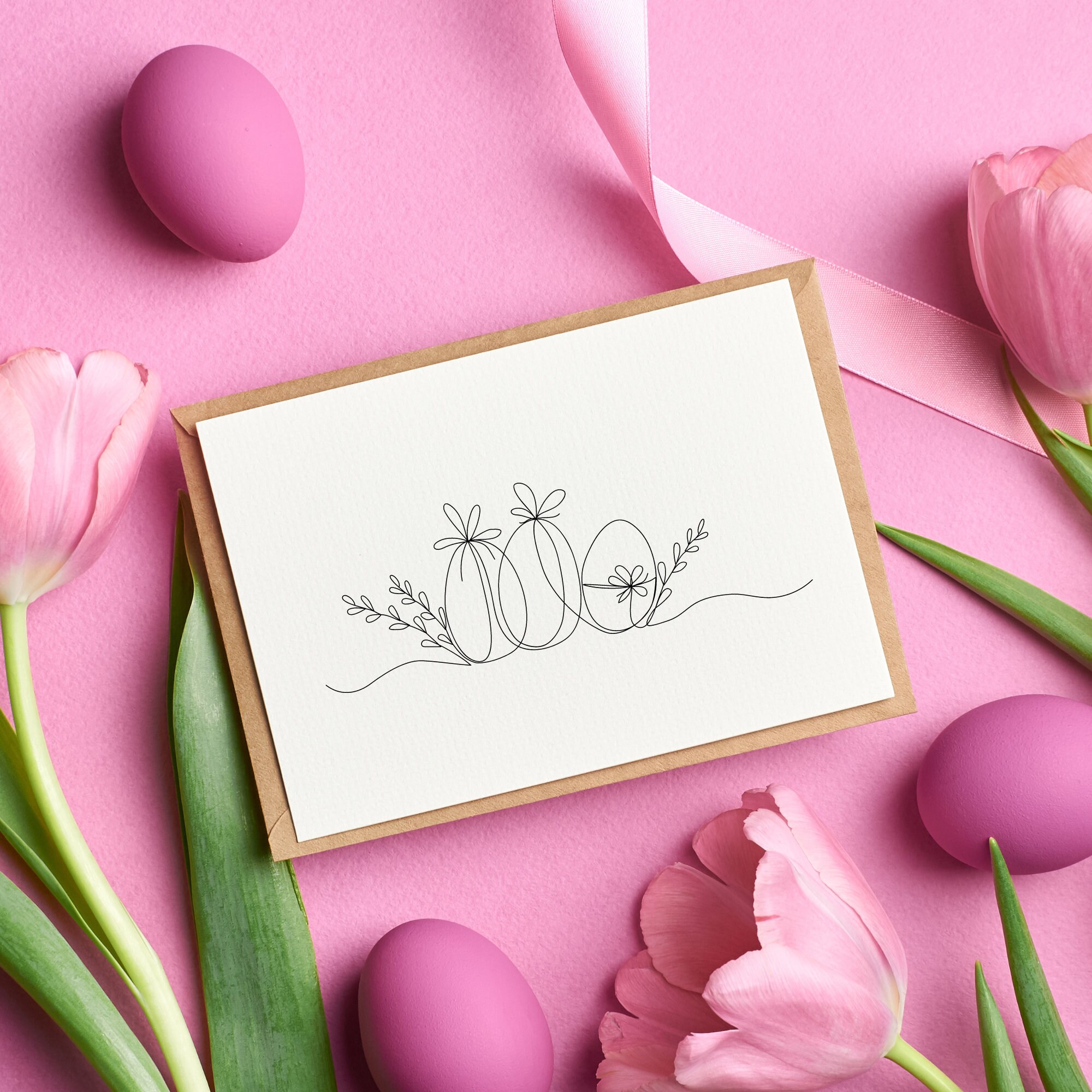 Easter Line Art Minimalist Digital Bundle SVG Printable PNG Holiday ...