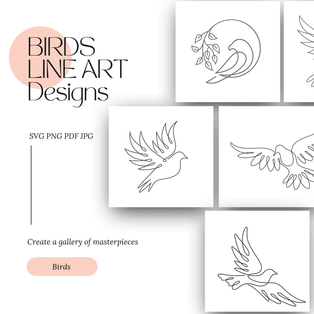 Birds Line Art Digital Clipart Designs Printable Instant Download ...
