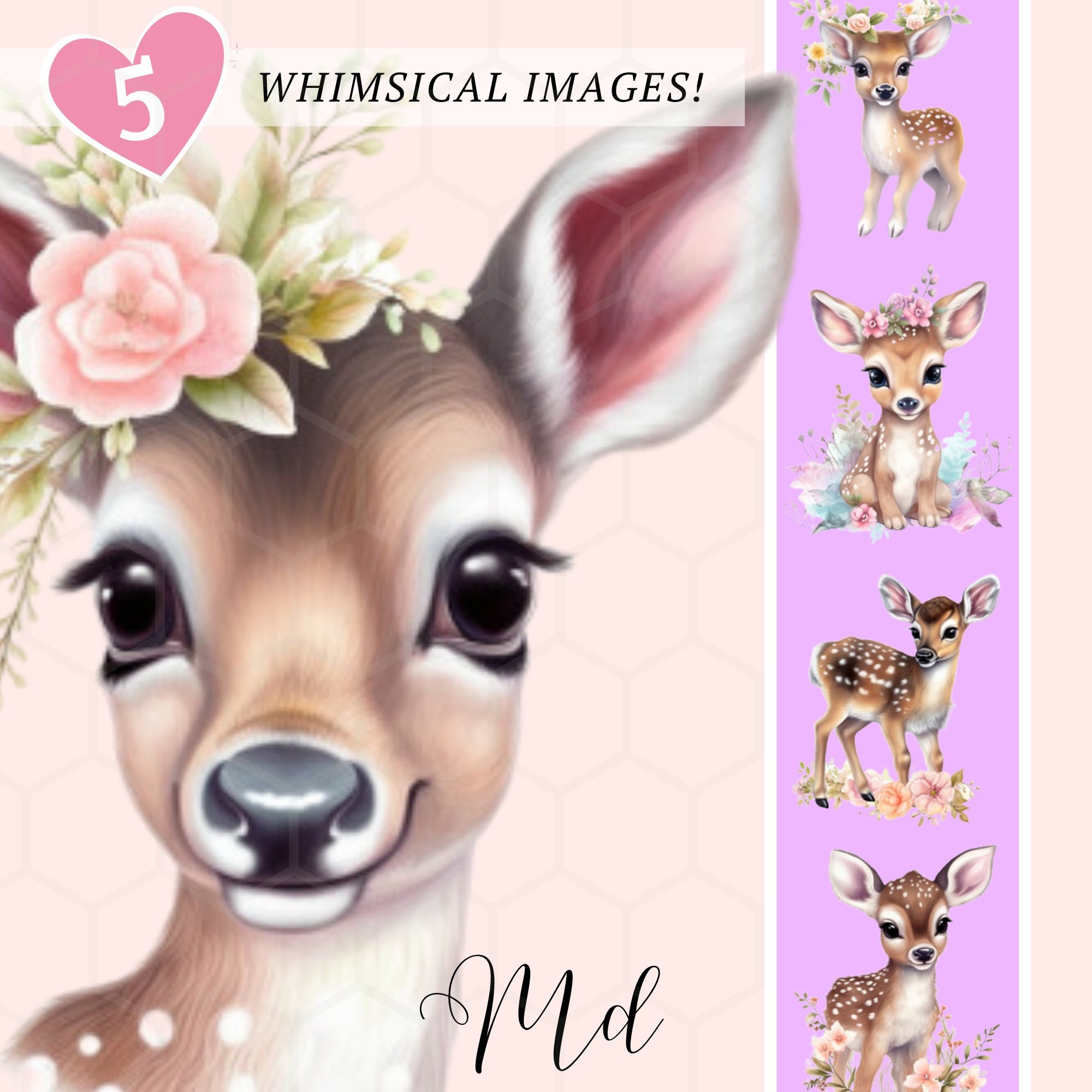 Cute Fawn Deer Printable Cartoon Clipart Bundle Instant Digital ...