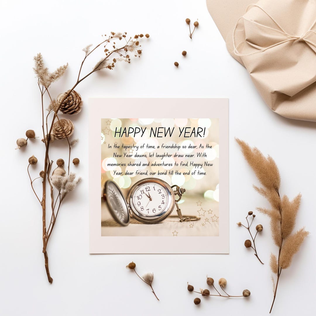 Printable "new Years" Message Digital Card - Etsy